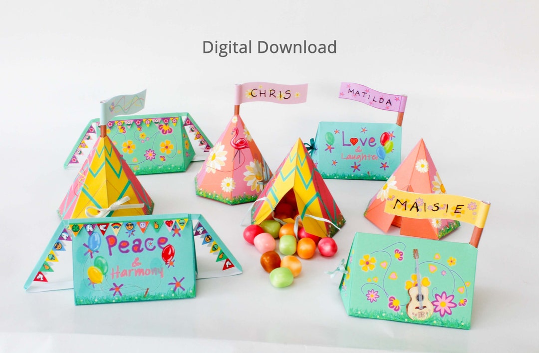 Festival Tent Favor Boxes: Printable Party Gift Boxes (digital Download ...