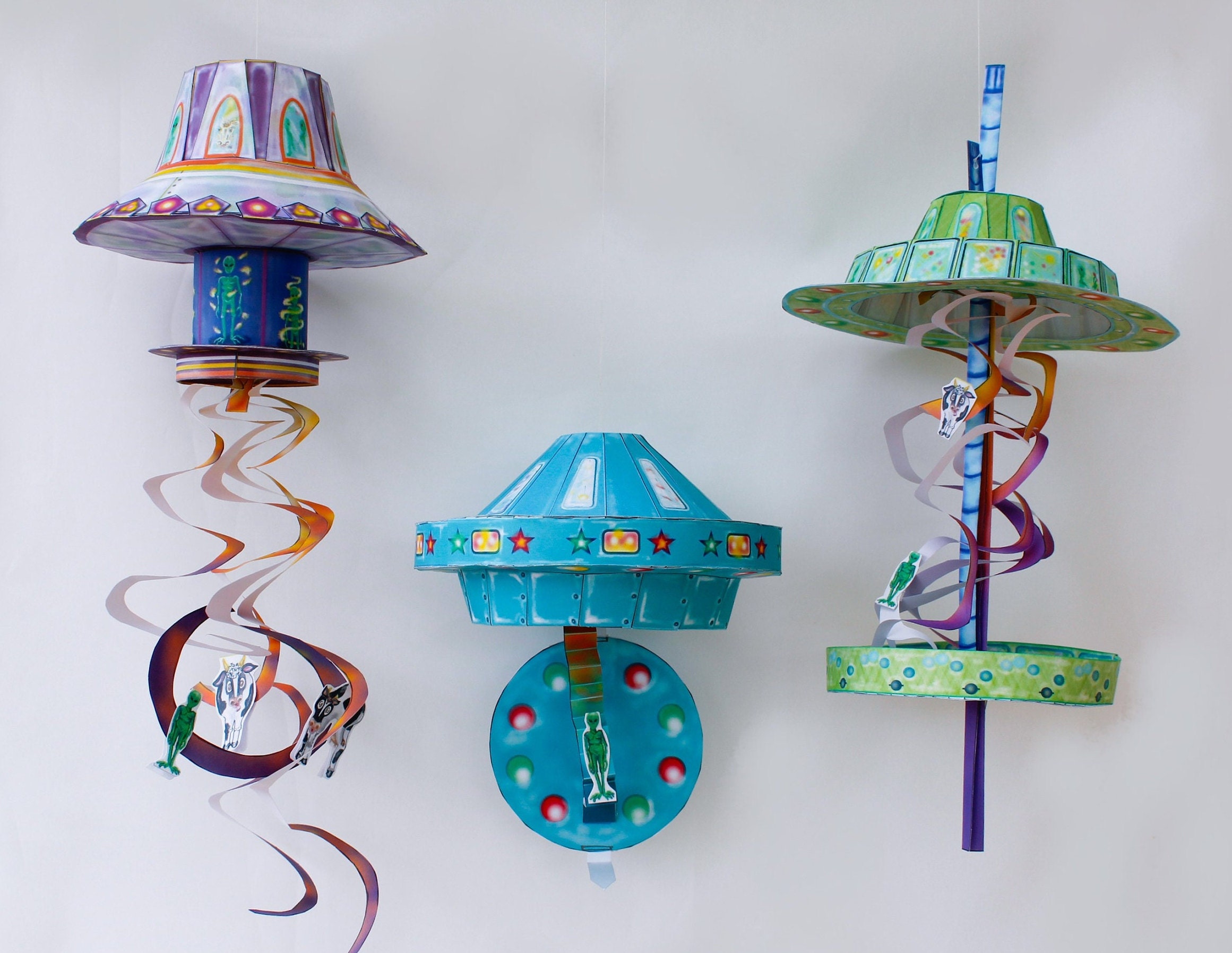 Three Alien Spaceship Models Digital Download Kit, Three Printable Ufos ...