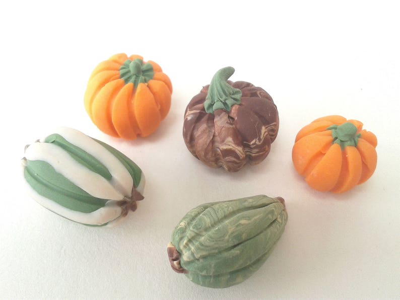 Thanksgiving Decorations, Miniature Pumpkins, Polymer Clay Miniatures ...