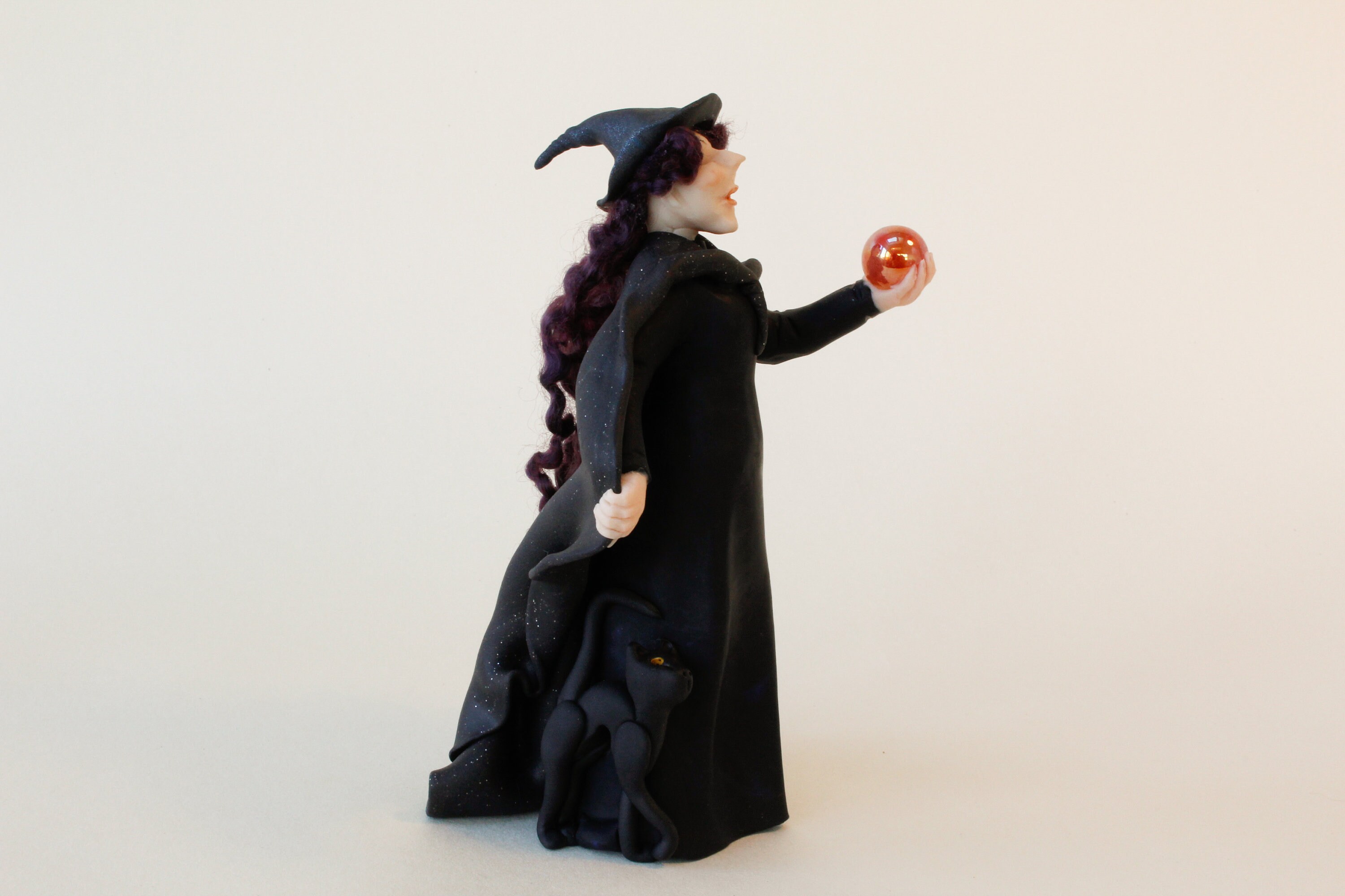 Halloween Witch Figurine in Polymer Clay Witch Figure with | Etsy