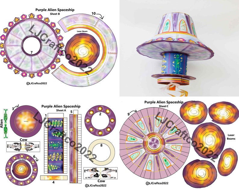 Alien UFO Digital Download Kit, Build Your Own Alien Sci Fi Spaceship ...