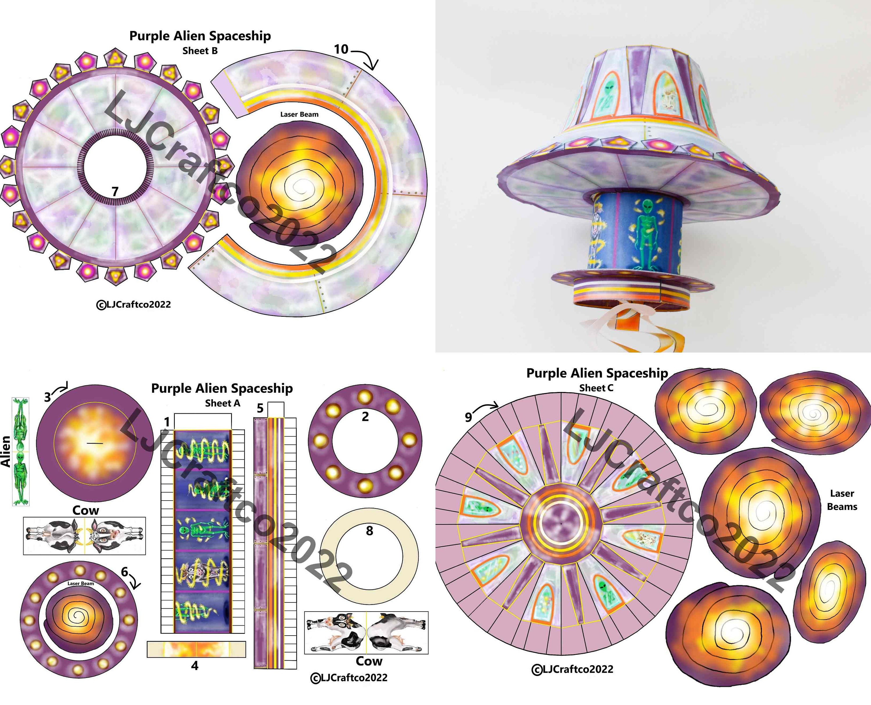 Alien UFO Digital Download Kit, Build Your Own Alien Sci Fi Spaceship ...