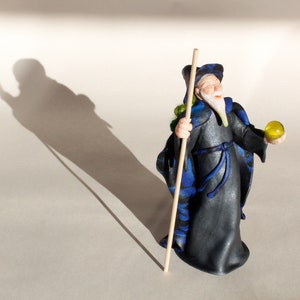 Polymer Clay Wizard Figure, Warlock Sculpture, Halloween Decoration ...
