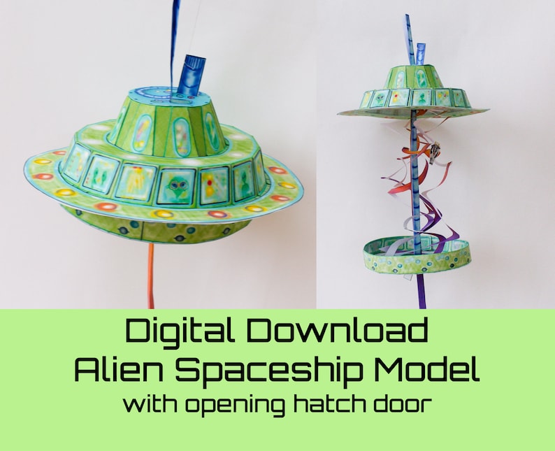 Green Alien UFO Model: Paper Craft Kit (digital Download) - Etsy