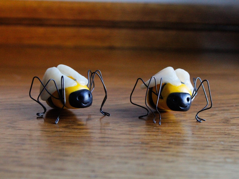 Two Bee Figurines Polymer Clay Bees Bug Model Bee Ornament - Etsy