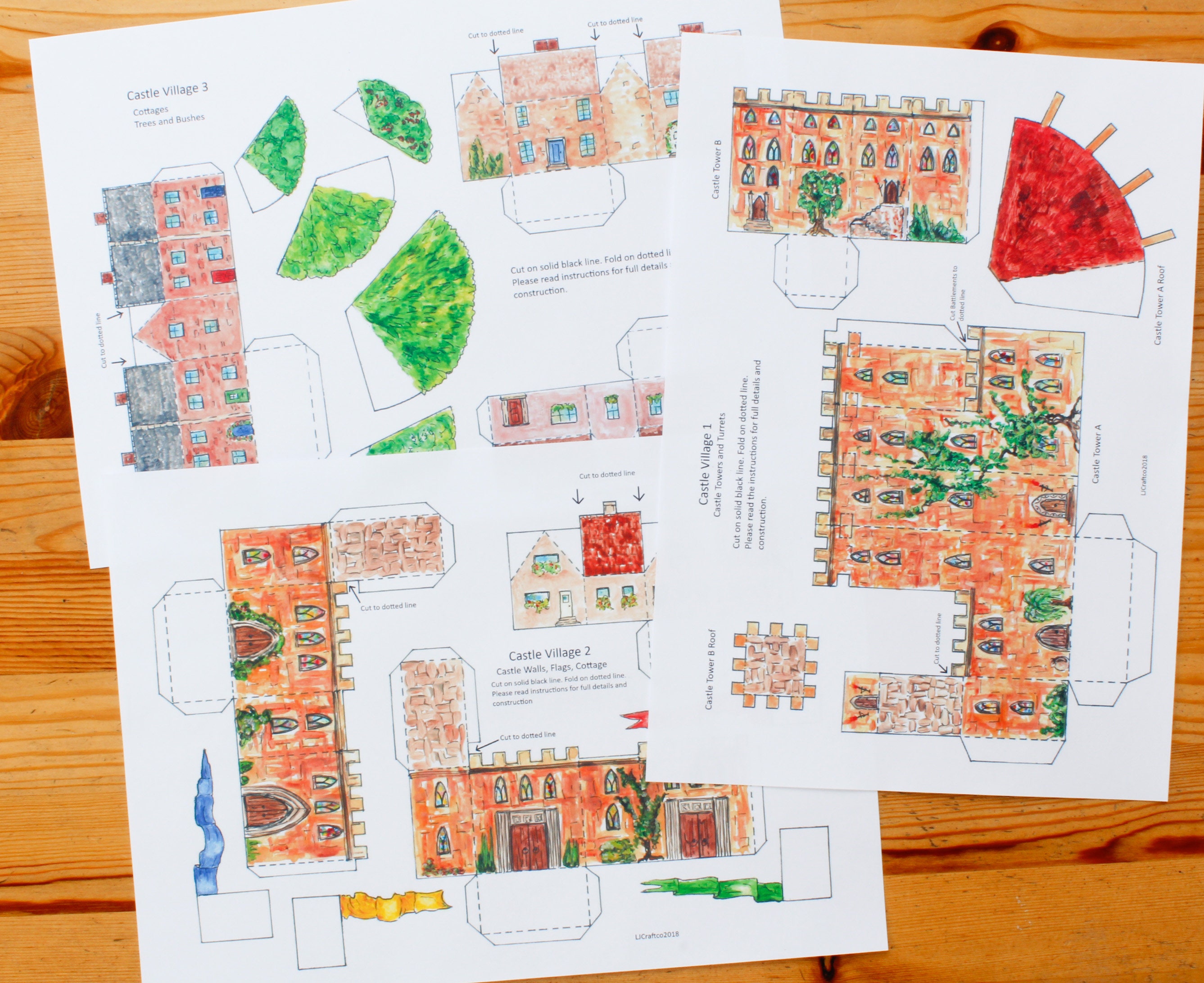 Instant Download Model Castle Kit, Printable Miniature Village Cottages ...