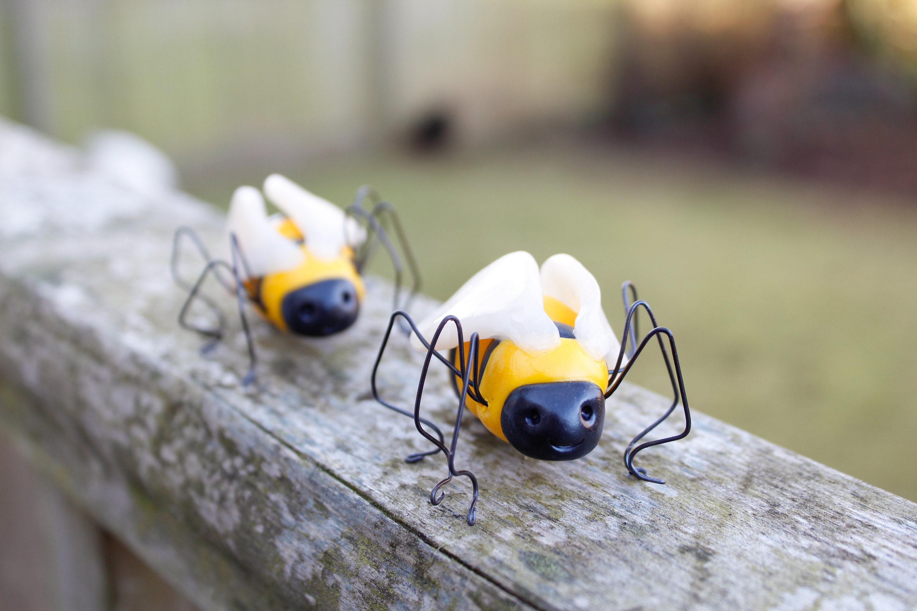 Two Bee Figurines Polymer Clay Bees Bug Model Bee Ornament - Etsy