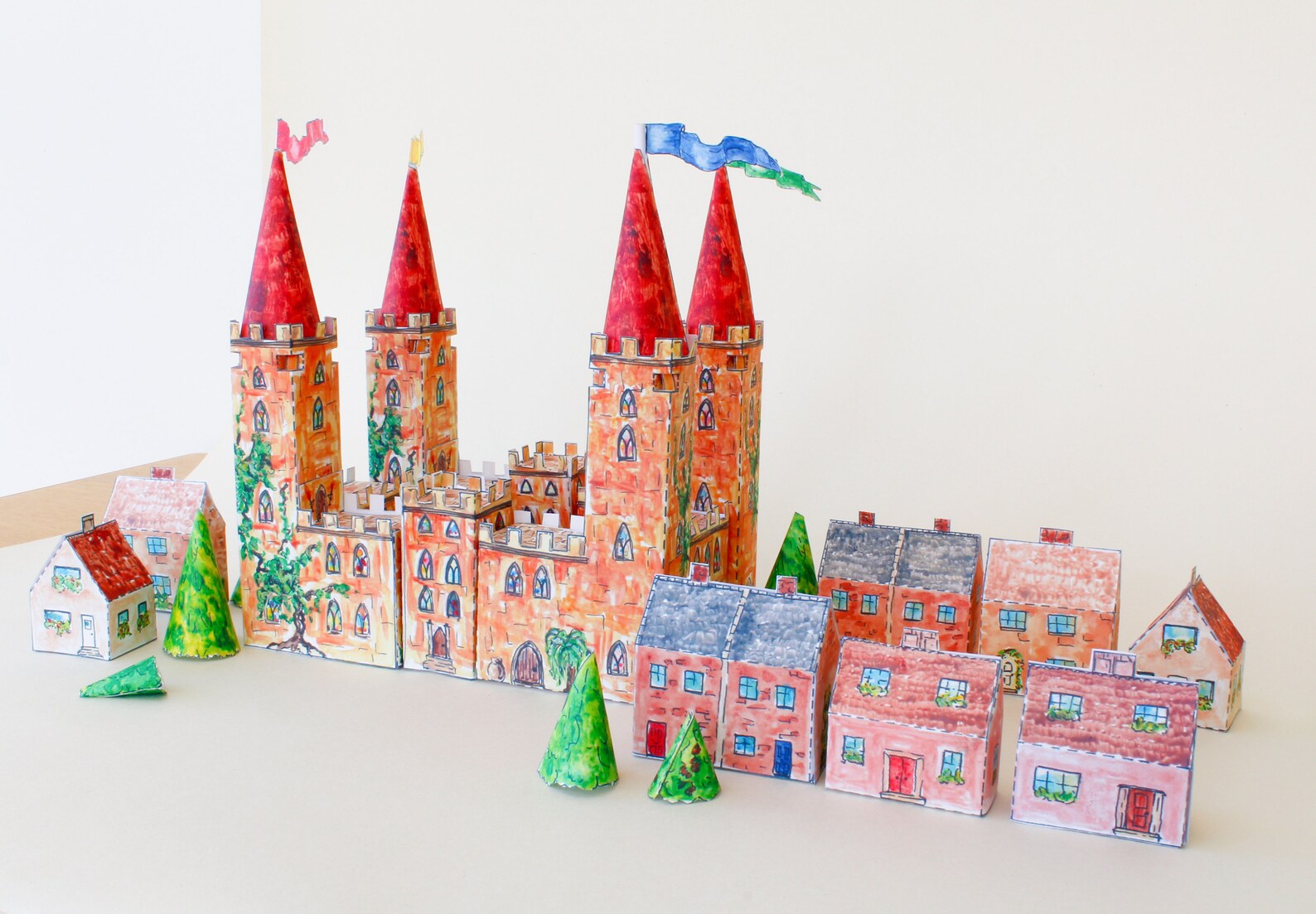 Instant Download Model Castle Kit, Printable Miniature Village Cottages ...