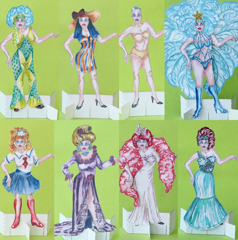 Drag Queen Paper Doll Instant Digital Download, Showgirl Drawing, Make ...