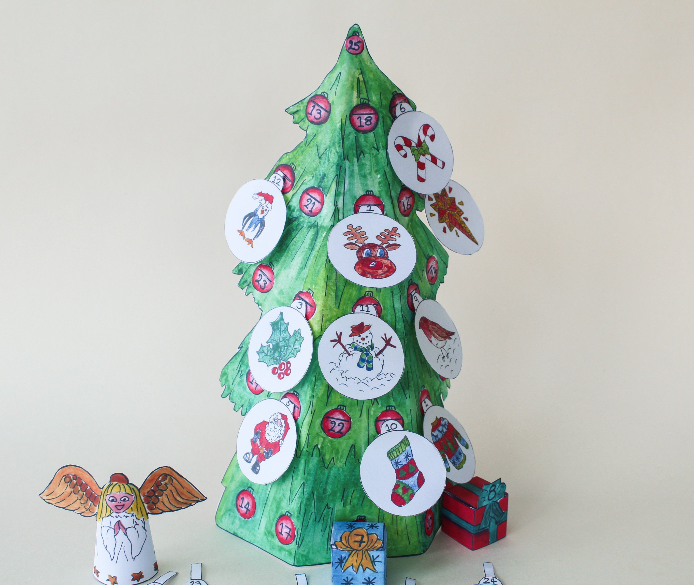 Instant Download Christmas Advent Calendar, Printable Christmas Tree ...