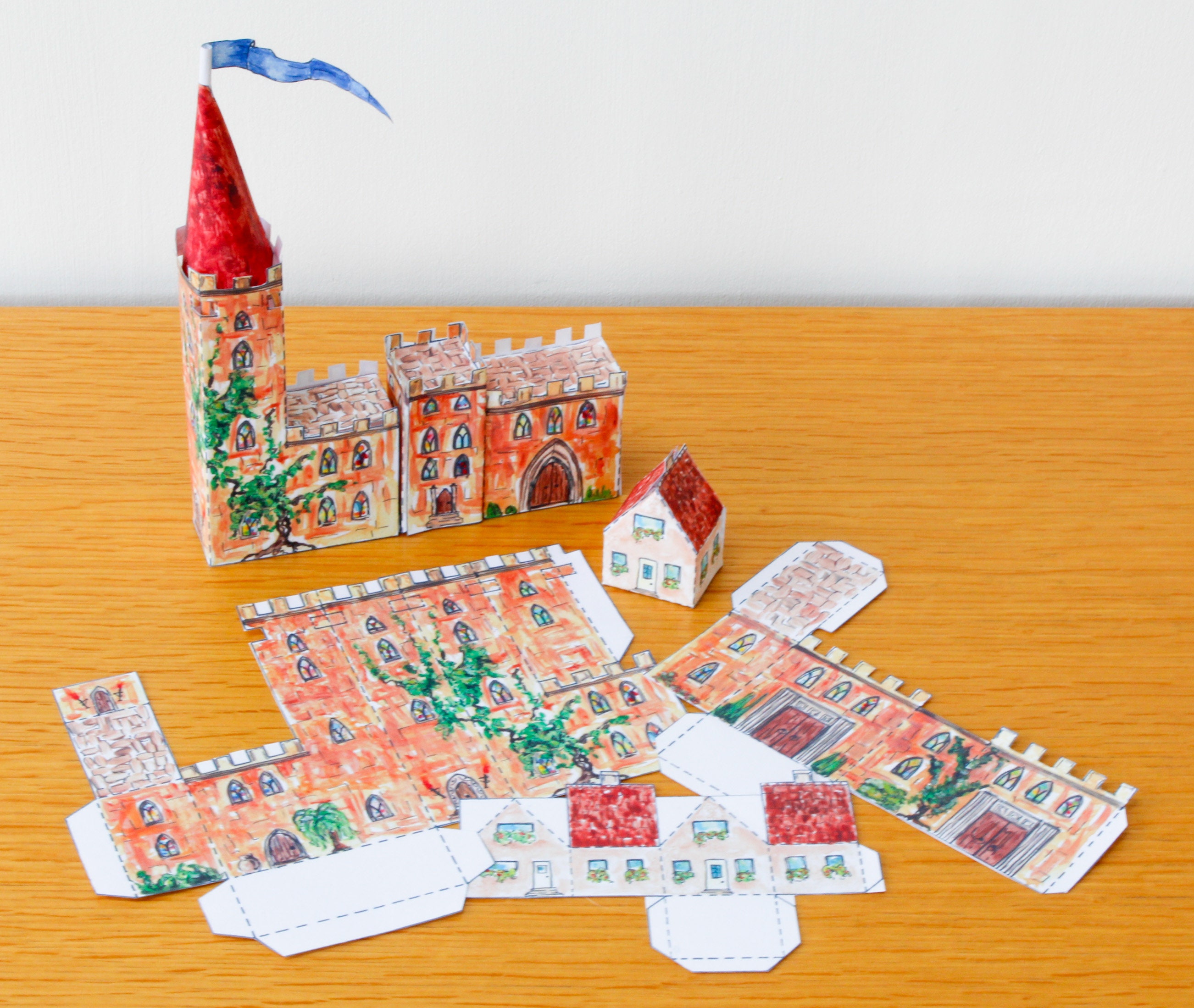 Instant Download Model Castle Kit, Printable Miniature Village Cottages ...