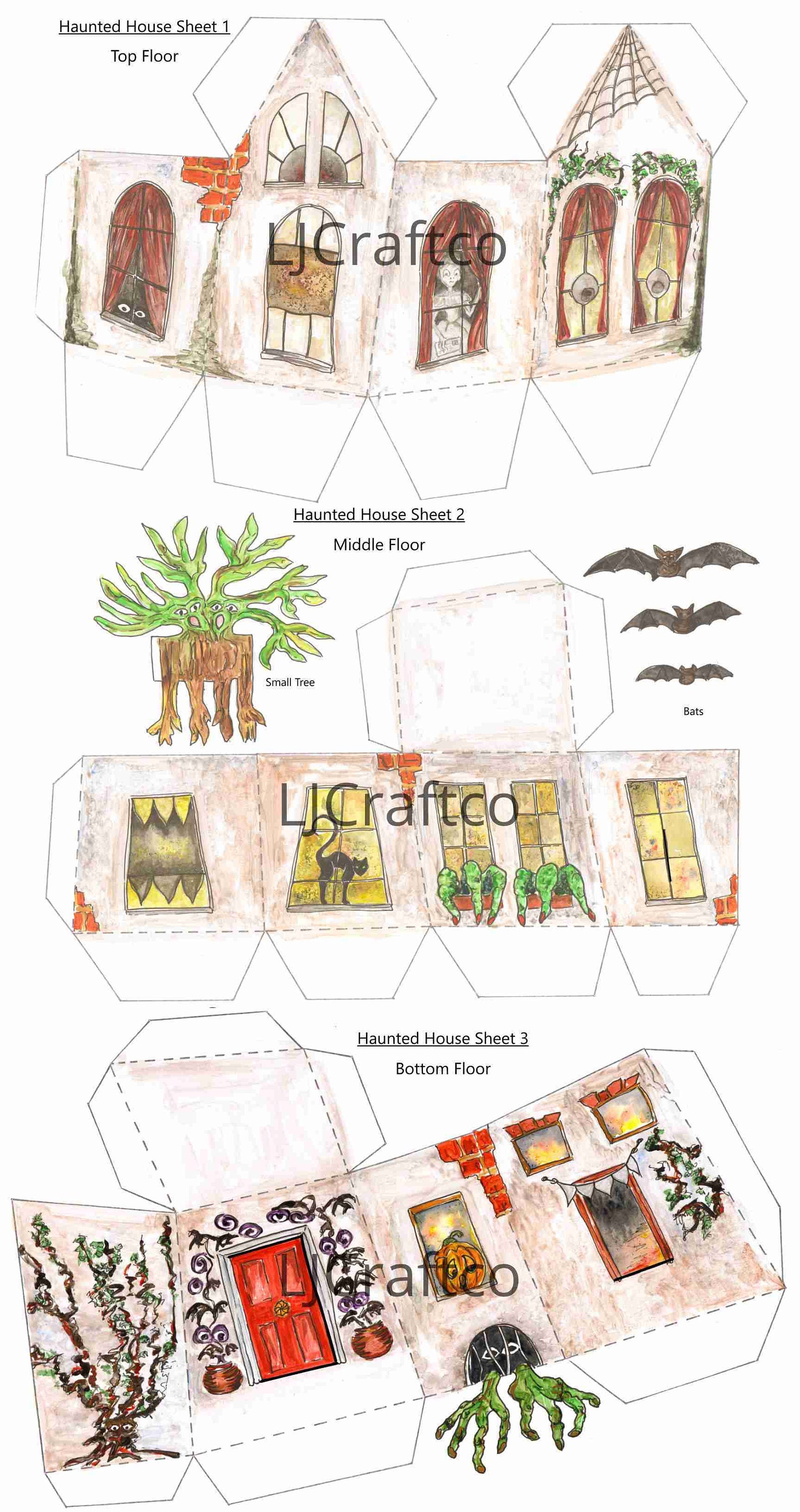 Halloween Haunted House Kit, Instant Digital Download of Model Ghost ...