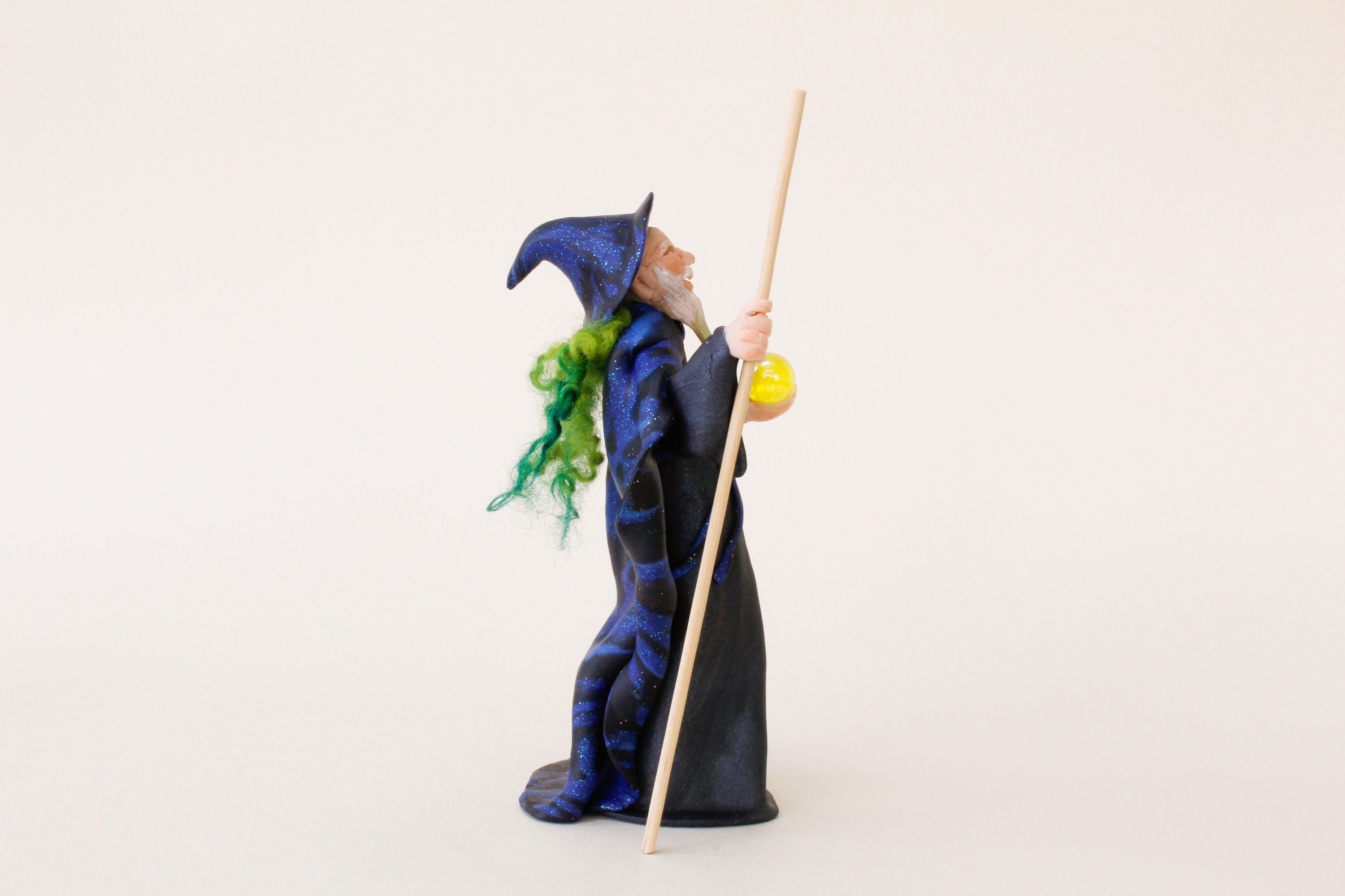 Polymer Clay Wizard Figure Warlock Sculpture Halloween - Etsy