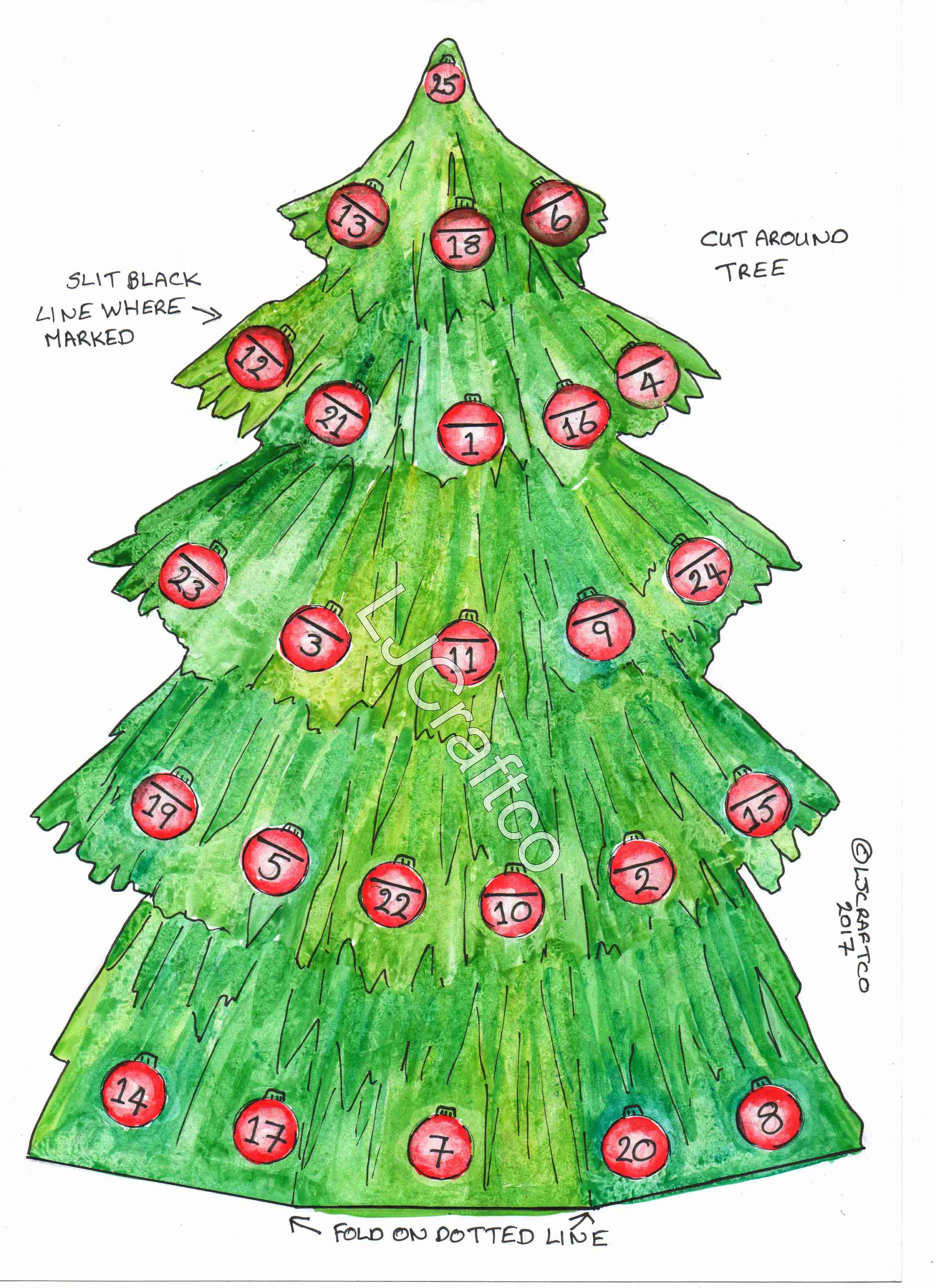 Instant Download Christmas Advent Calendar, Printable Christmas Tree ...