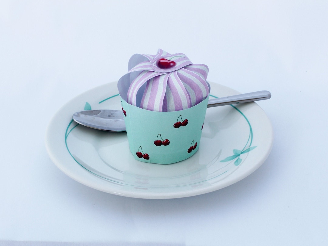 Cherry Cupcake Favor Box: Printable Cake Candy Box (digital Download ...