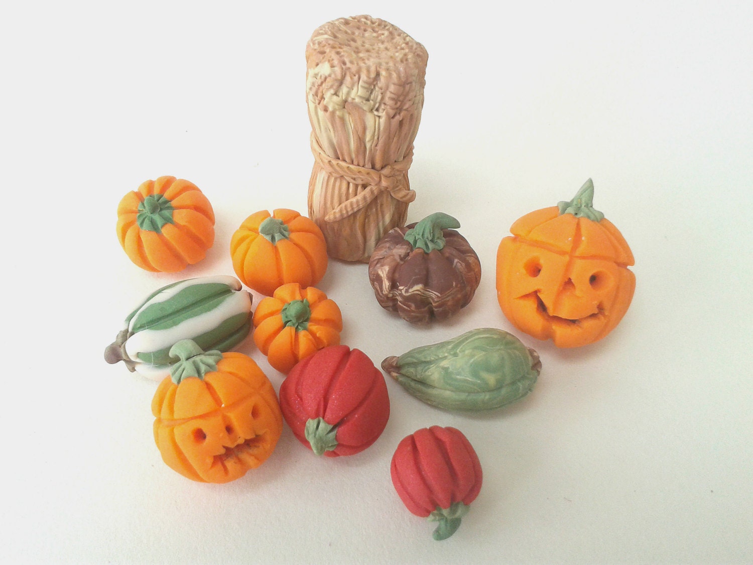 Thanksgiving Decorations, Miniature Pumpkins, Polymer Clay Miniatures ...
