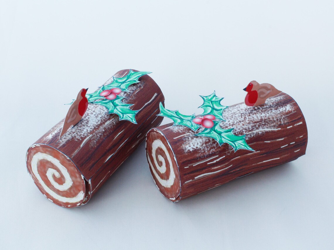 Yule Log Candy Favor Box, Instant Download Christmas Decoration ...