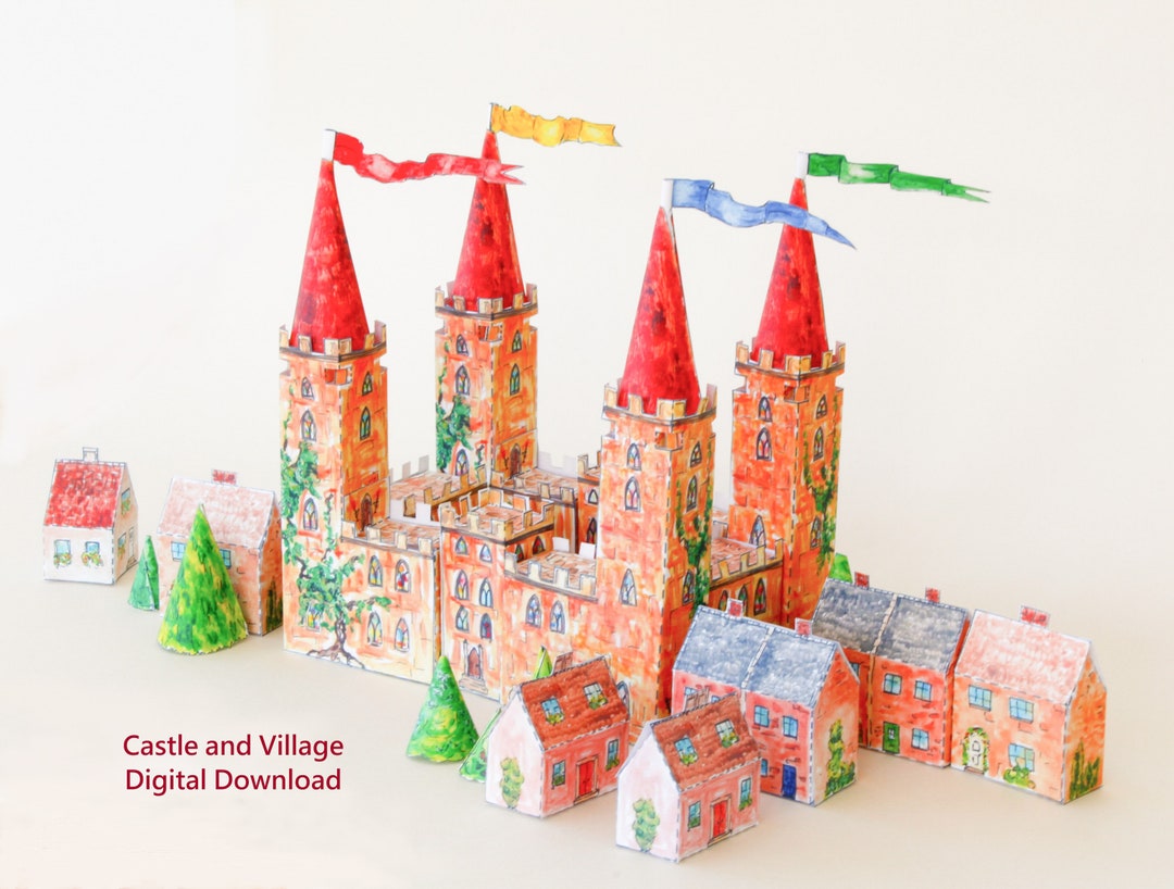 Instant Download Model Castle Kit, Printable Miniature Village Cottages ...