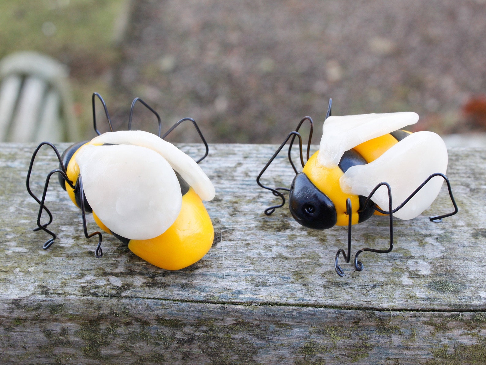 Two Bee Figurines Polymer Clay Bees Bug Model Bee Ornament - Etsy