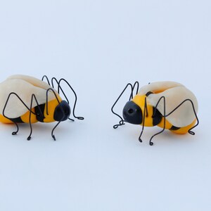 Two Bee Figurines Polymer Clay Bees Bug Model Bee Ornament - Etsy