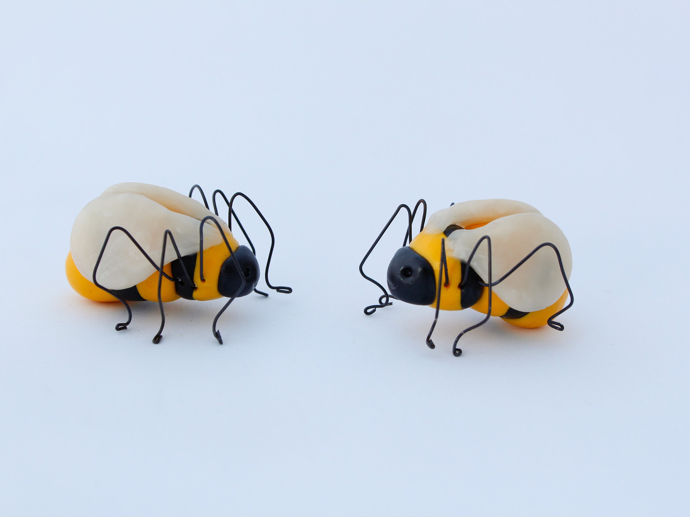 Two Bee Figurines Polymer Clay Bees Bug Model Bee Ornament - Etsy