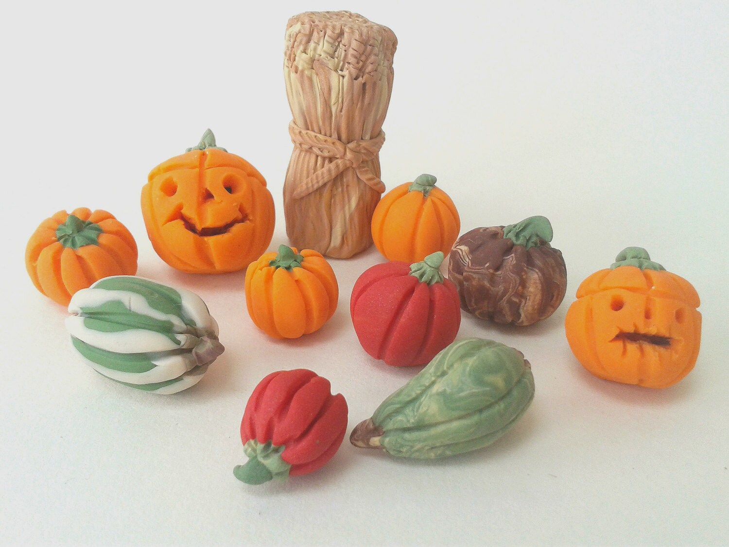 Thanksgiving Decorations, Miniature Pumpkins, Polymer Clay Miniatures ...