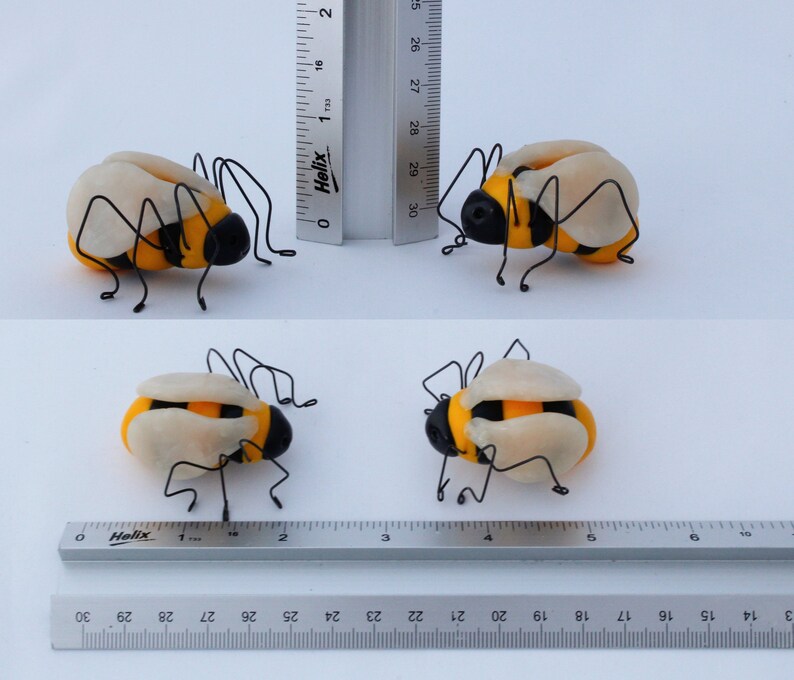 Two Bee Figurines Polymer Clay Bees Bug Model Bee Ornament - Etsy