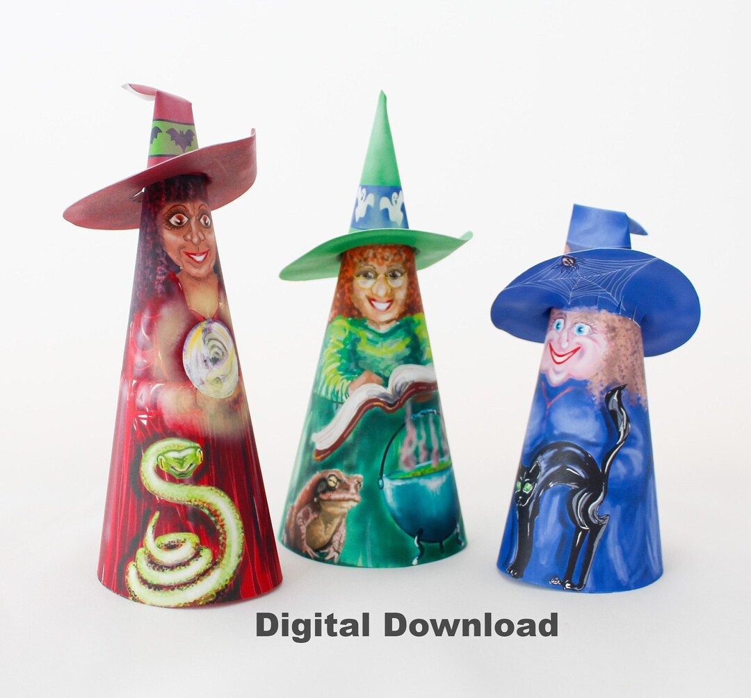 Three Witches Made From a Printable Digital Download, Halloween Witch ...
