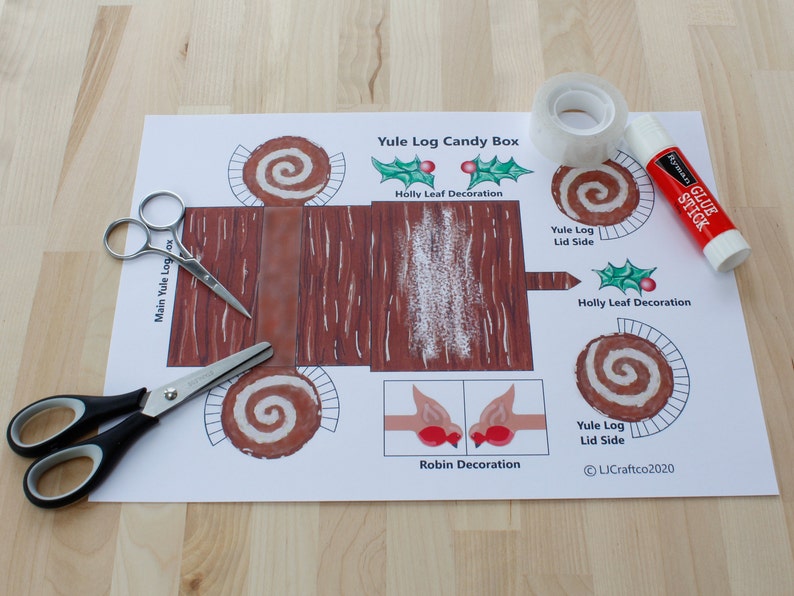 Yule Log Candy Favor Box: Printable Christmas Table Decor (instant ...