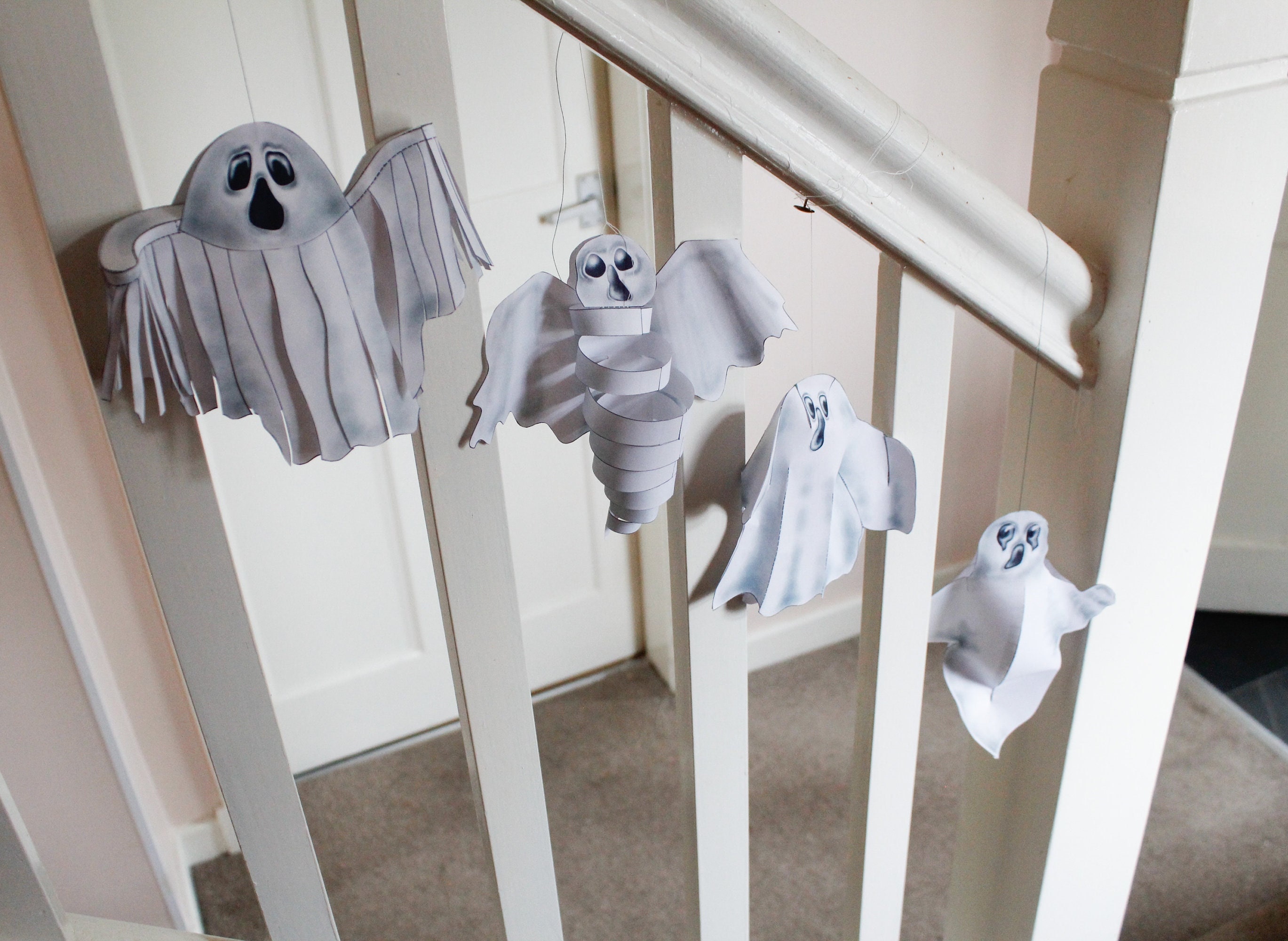 Printable Halloween Ghost Figures: DIY Hanging Ghoul Models (digital ...