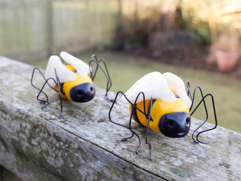 Two Bee Figurines Polymer Clay Bees Bug Model Bee Ornament - Etsy