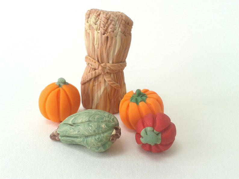 Thanksgiving Decorations, Miniature Pumpkins, Polymer Clay Miniatures ...