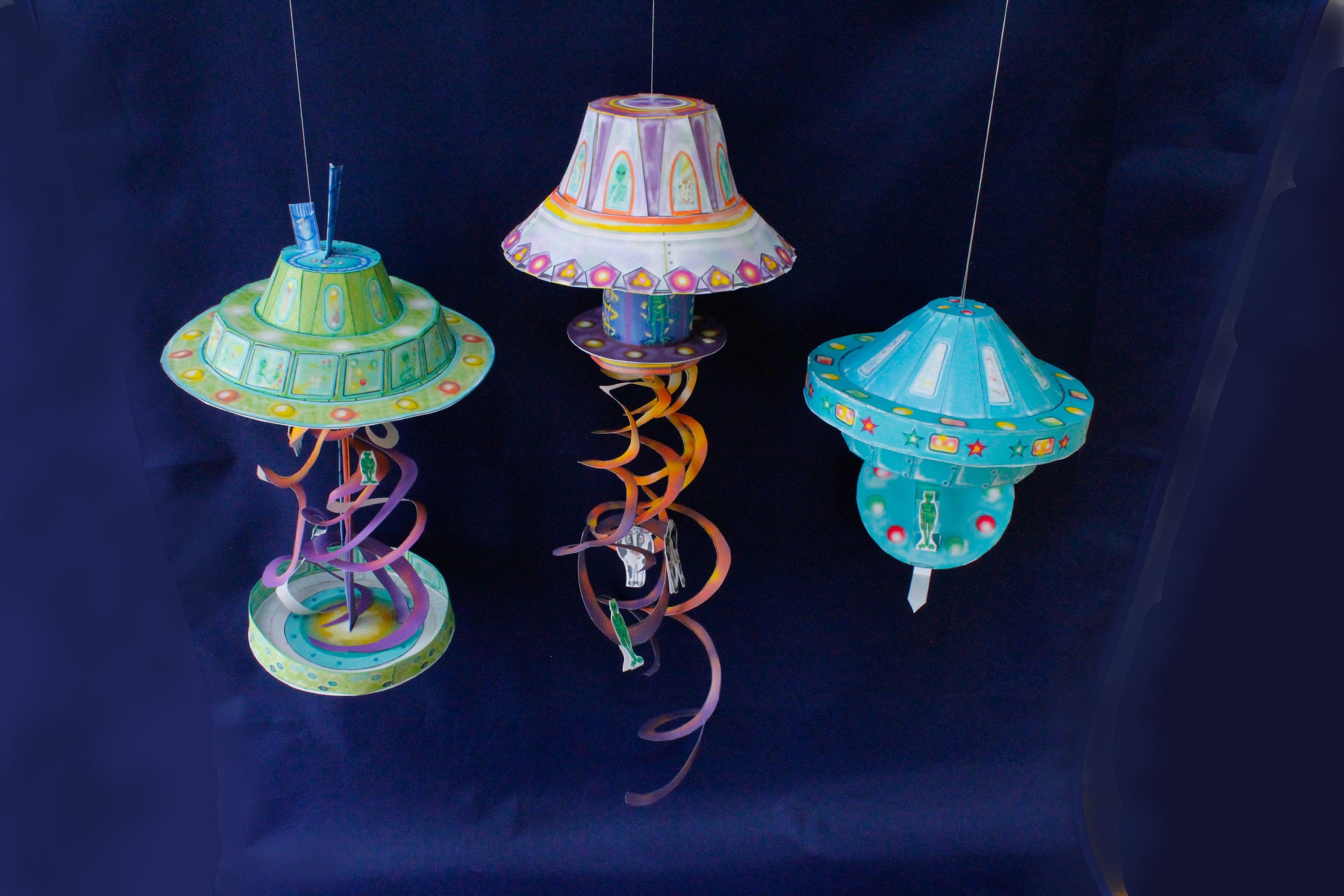 Three Alien Spaceship Models Digital Download Kit, Three Printable Ufos ...