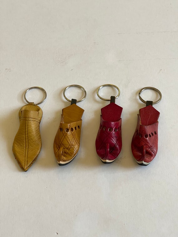 Moroccan Handmade Leather Shoes Keychain | Etsy