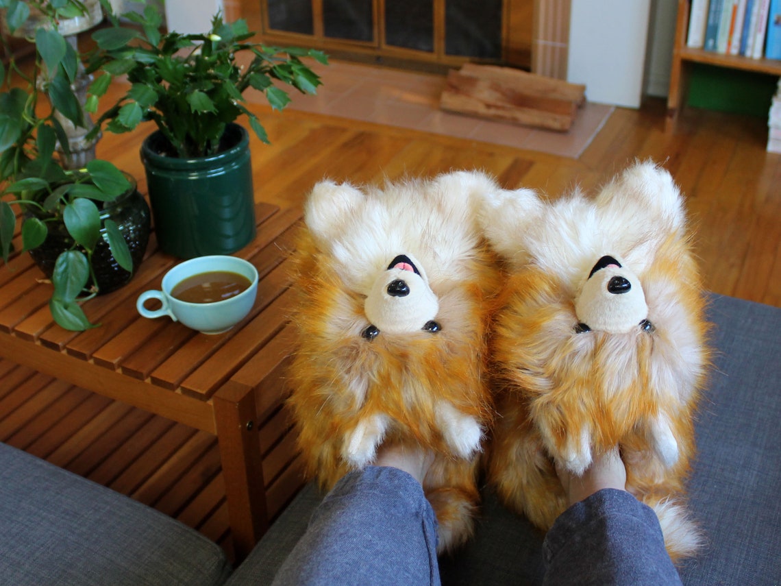 Pomeranian Slippers Fluffy Dog Slippers One Size Fits Most | Etsy