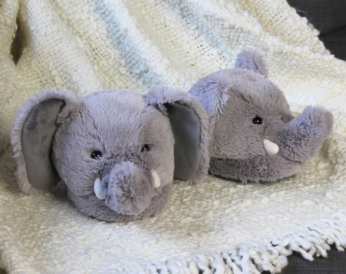 Fuzzy Elephant Slippers Fluffy Animal Slippers One Size | Etsy