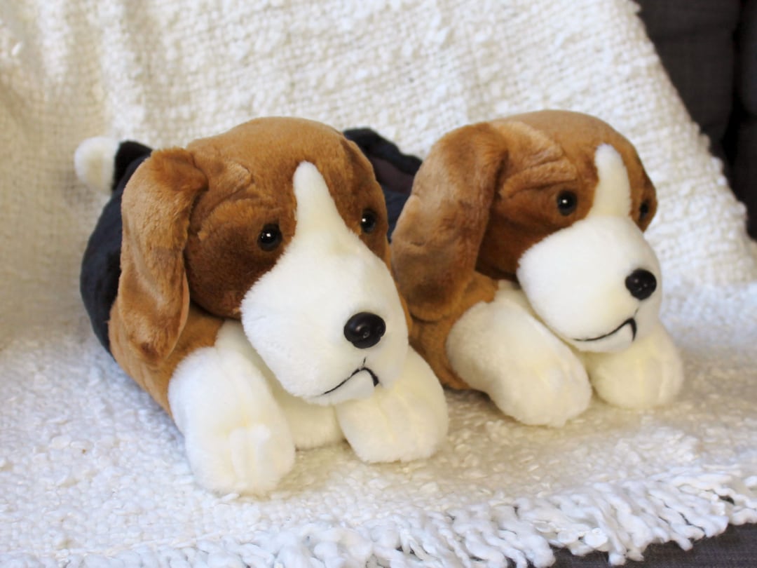 Beagle Slippers | Plush Dog Slippers | One Size Fits Most - Etsy