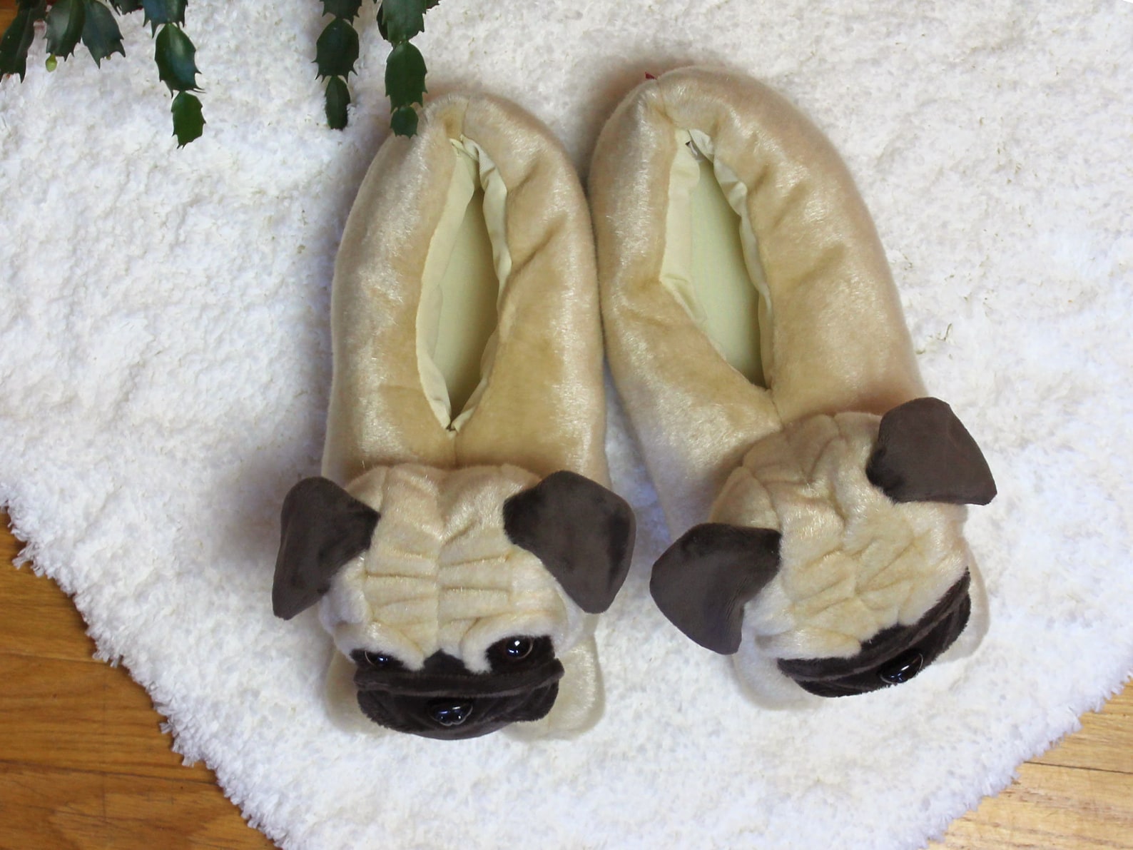 Pug Slippers Plush Dog Slippers One Size Fits Most - Etsy