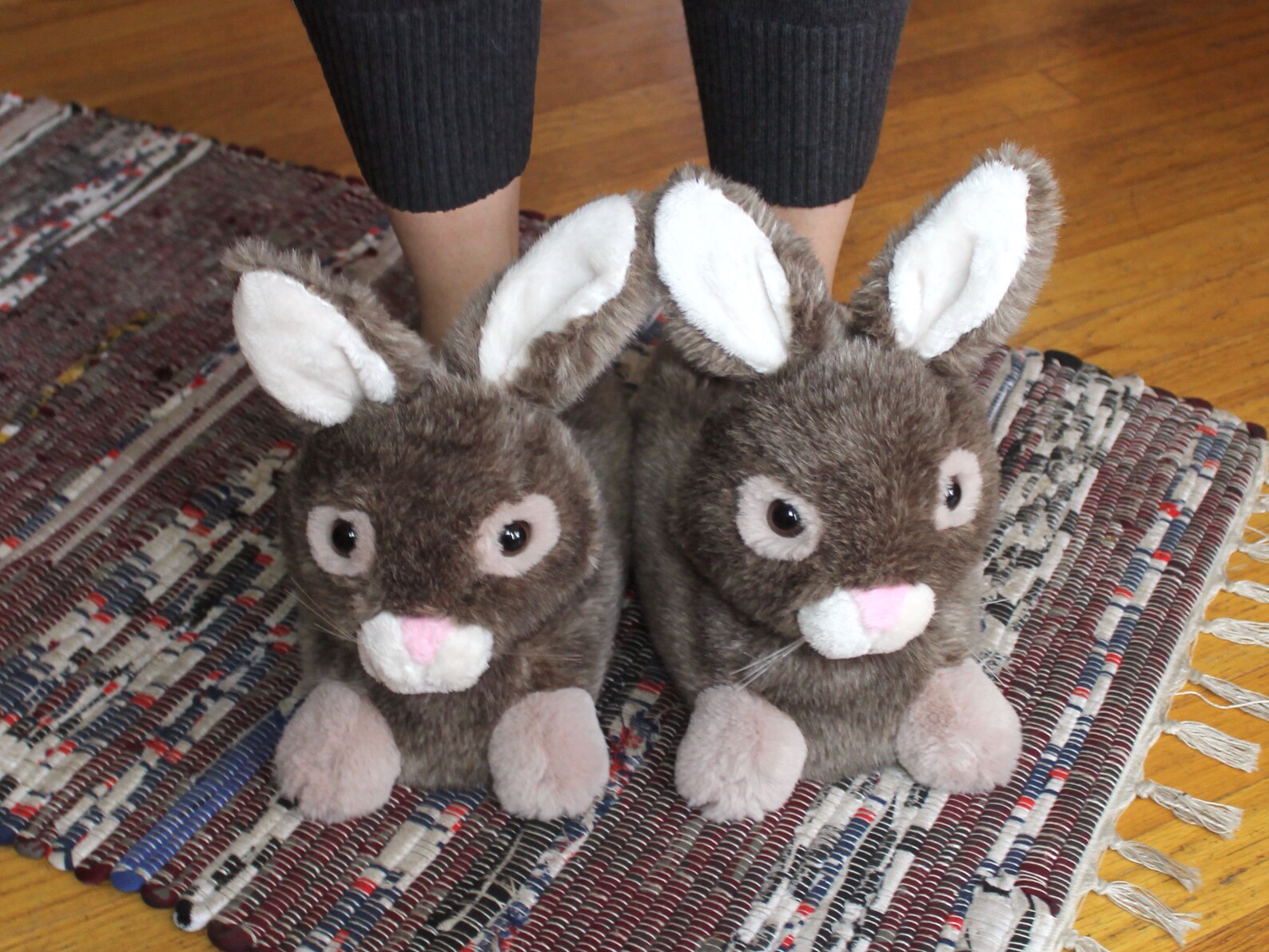 Brown Bunny Rabbit Slippers | Fluffy Bunny Animal Slippers | One Size ...