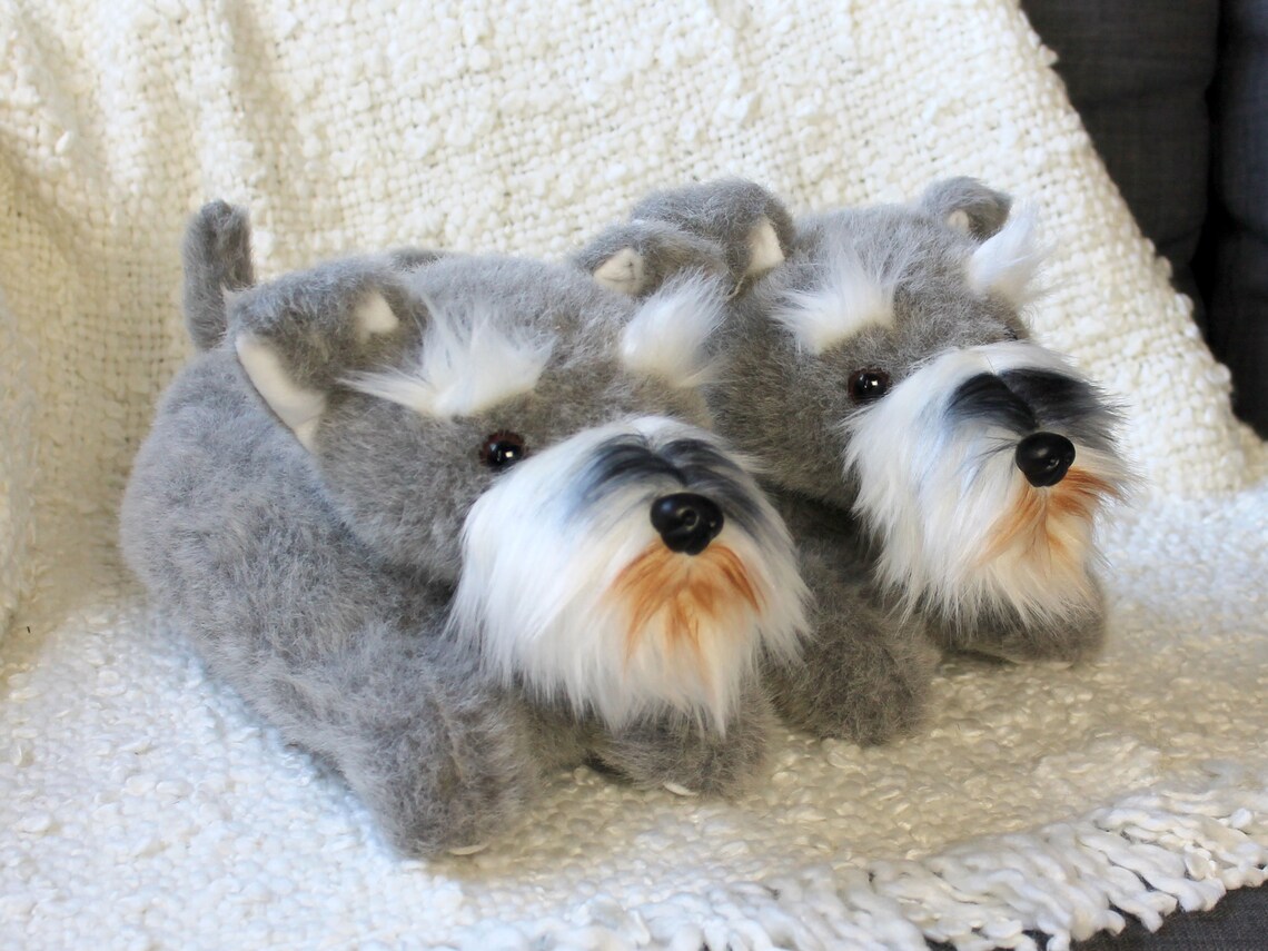 Schnauzer Slippers | Plush Dog Slippers | One Size Fits Most - Etsy