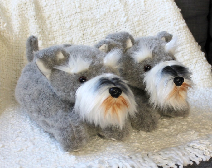 Schnauzer Slippers Plush Dog Slippers One Size Fits Most - Etsy