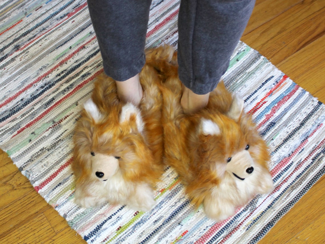 Pomeranian Slippers Fluffy Dog Slippers One Size Fits Most | Etsy