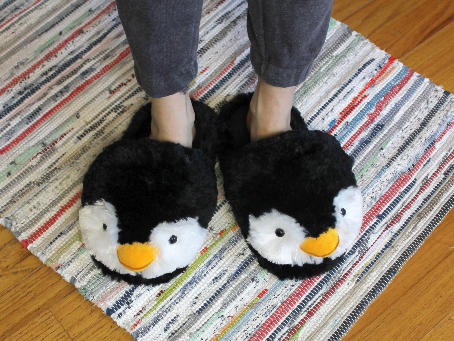 Fuzzy Penguin Slippers | Fluffy Animal Slippers | One Size Fits Most - Etsy