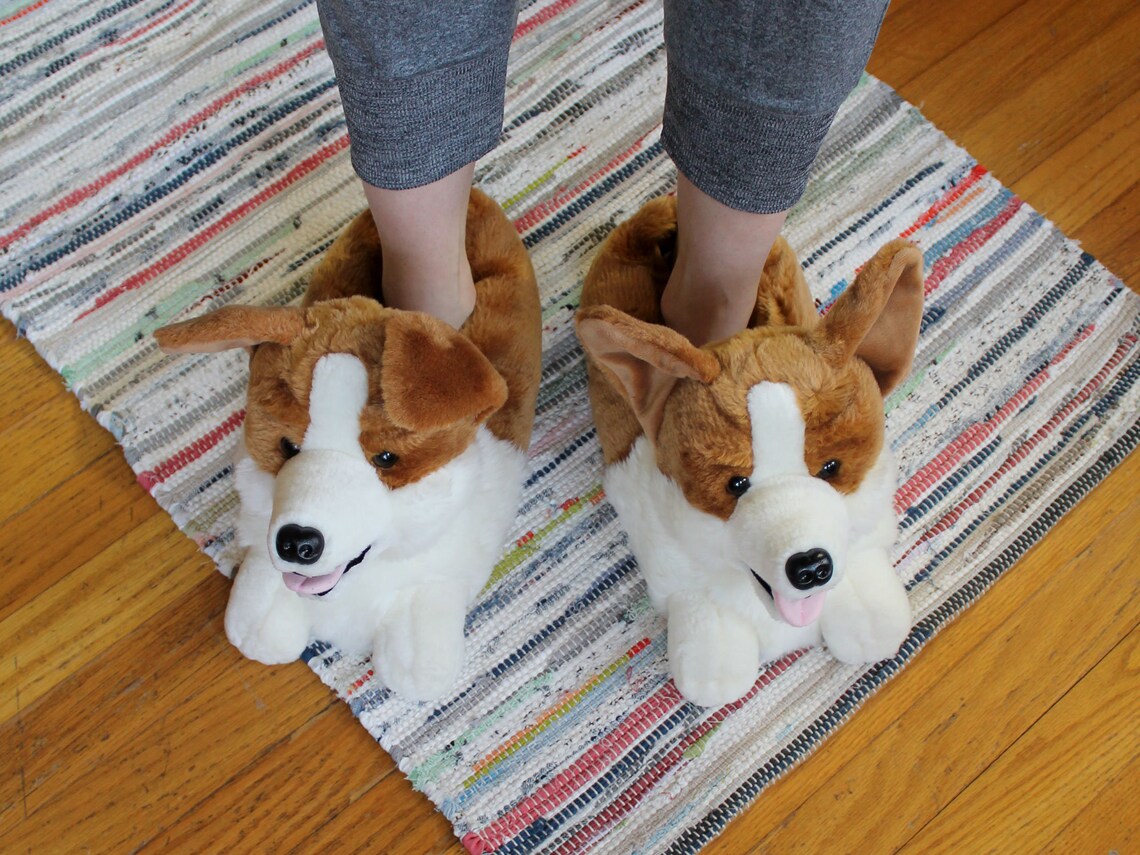 Corgi Slippers Plush Dog Slippers One Size Fits Most | Etsy