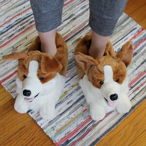 Corgi Slippers | Plush Dog Slippers | One Size Fits Most - Etsy