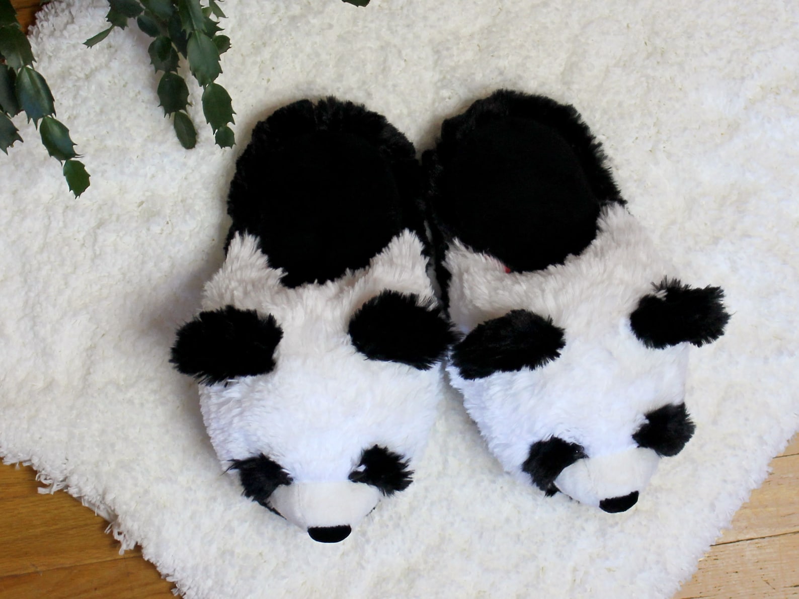 Fuzzy Panda Slippers | Fluffy Animal Slippers | One Size Fits Most - Etsy