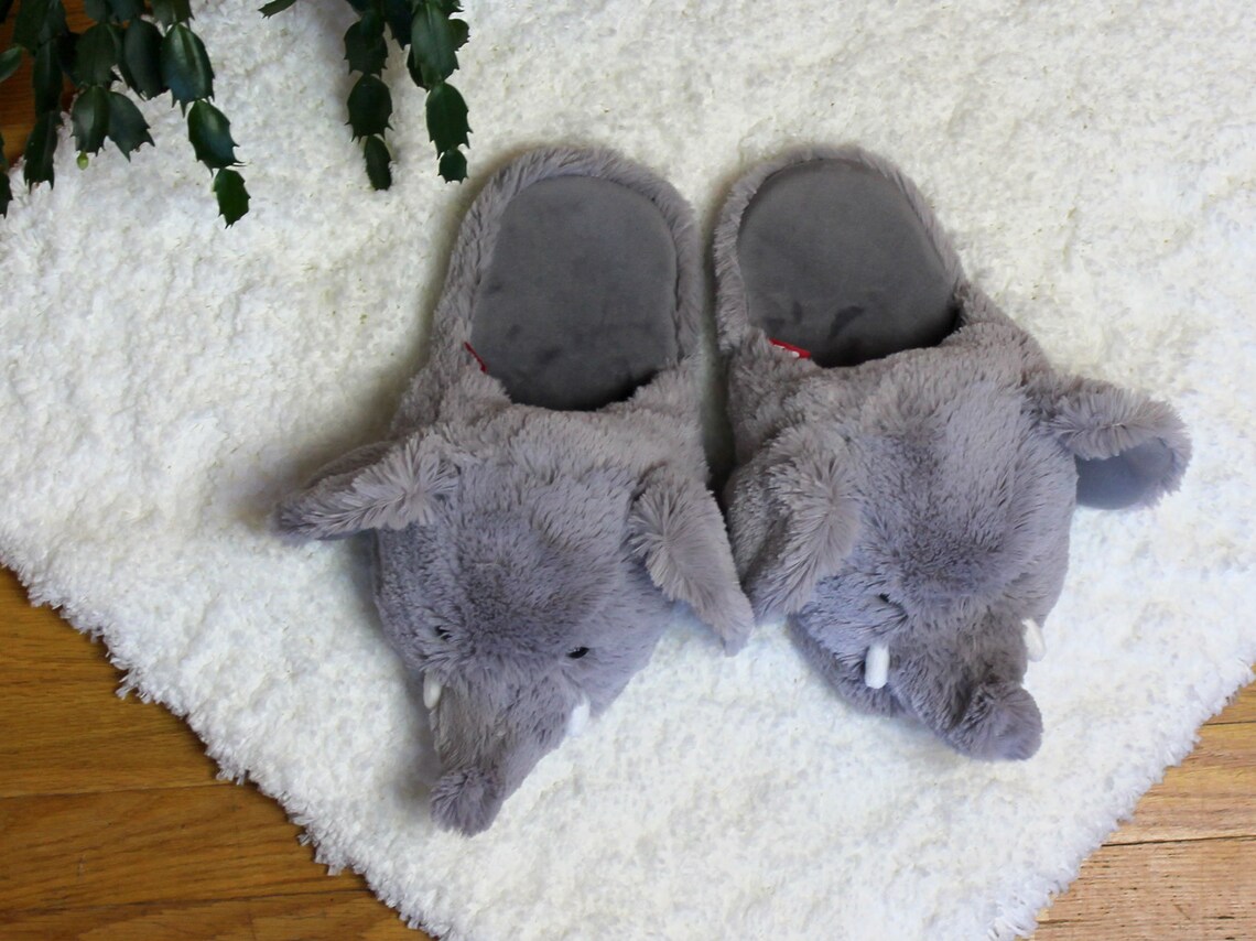 Fuzzy Elephant Slippers Fluffy Animal Slippers One Size | Etsy