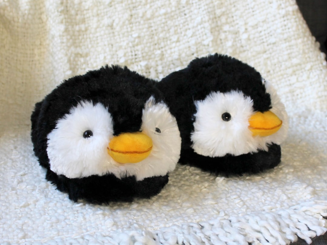 Fuzzy Penguin Slippers | Fluffy Animal Slippers | One Size Fits Most - Etsy