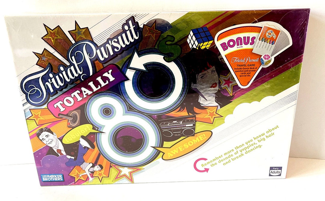 Trivial Pursuit Totally 80's Trivia Board Game With Bonus Travel Deck ...