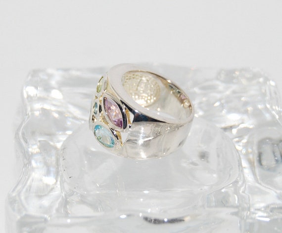 Vintage Ross Simons Multi Gemstone Sterling Silver Ri… - Gem